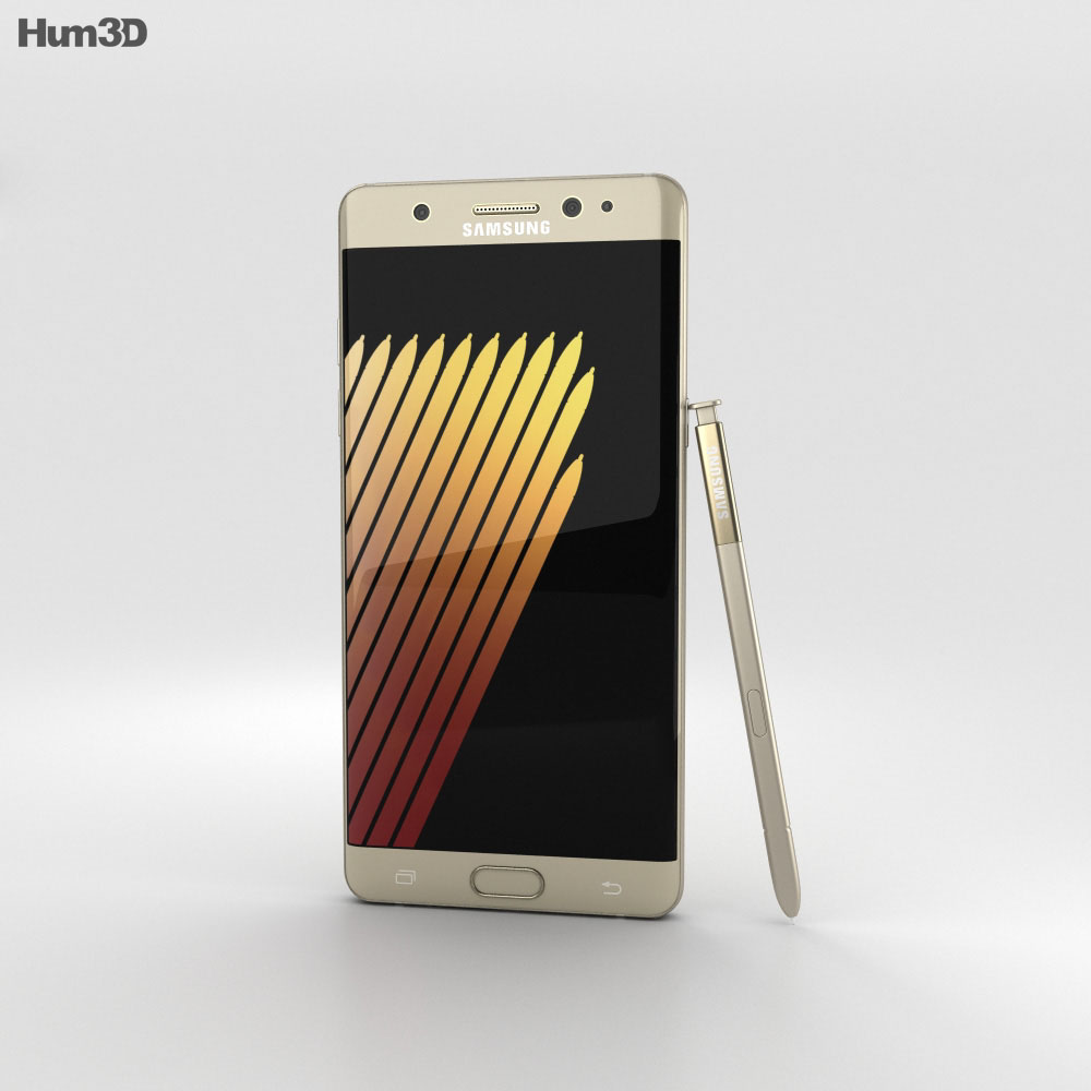 Samsung Galaxy Note 7 Gold Platinum 3D model - Download Phones on ...