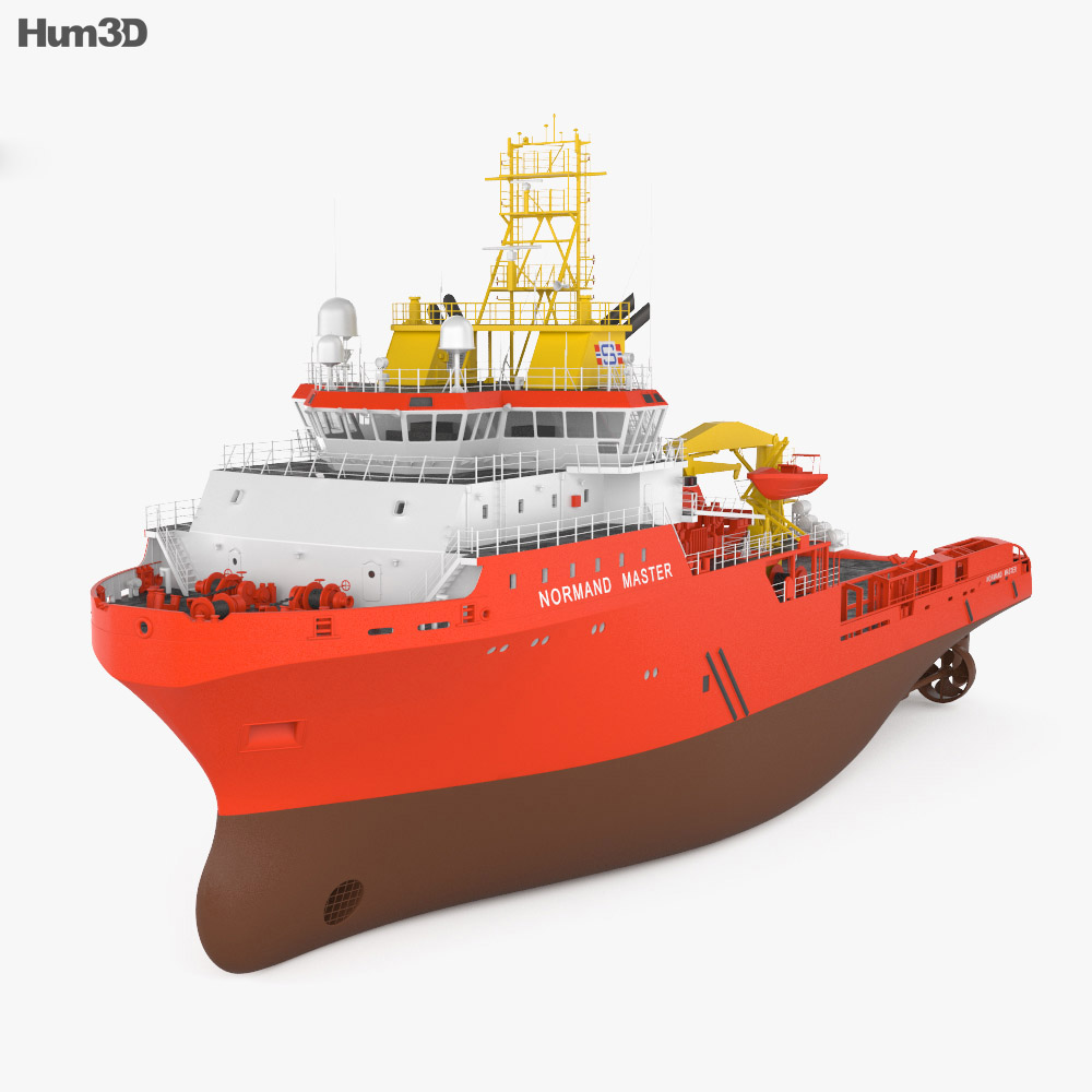 Anchor handling tug supply vessel 3D model - Download Service ship on ...