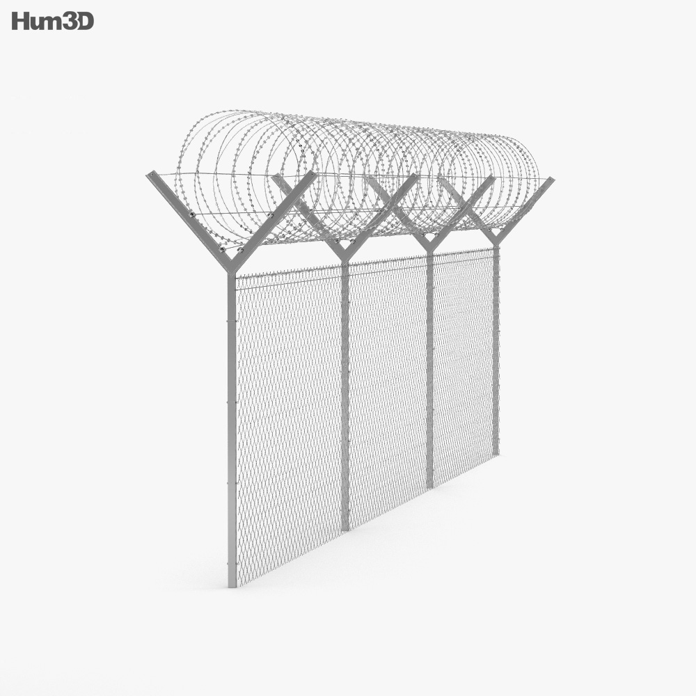 Barbed Wire Fence 3D model - Download Street elements on 3DModels.org