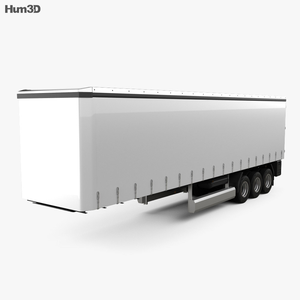 Generic Curtainsider Semi Trailer 2012 3D model - Download Trailer on ...